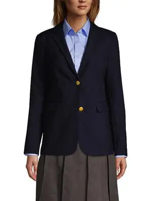 LANDS' END School Uniform Hopsack Blazer - Deep Navy