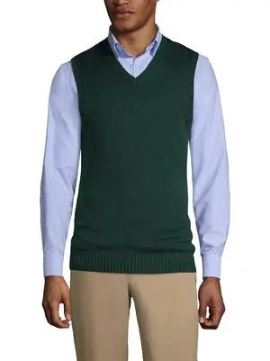 LANDS' END Cotton Modal Sweater Vest - Evergreen