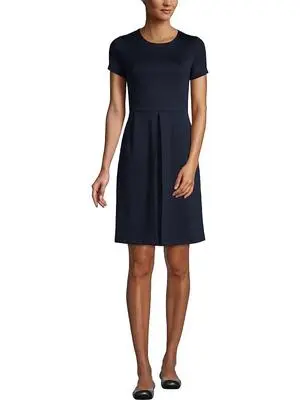 LANDS' END Short Sleeve Ponte Dress - Classic Navy
