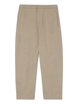 JIL SANDER Logo-patch Wool Tapered Trousers - Neutrals
