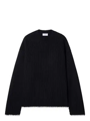 Off-White Ribbed Knit Jumper With Contrasting Trim - Black
