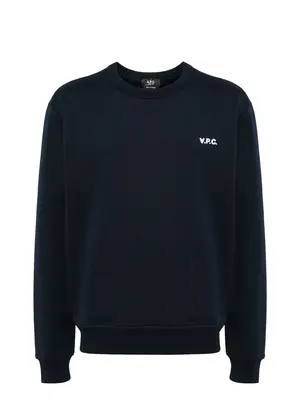 A.p.c. Flocked-logo Sweatshirt - Blue