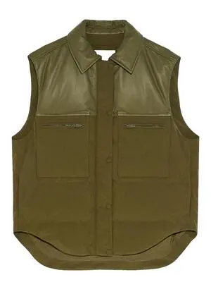 YVES SALOMON Leather Panels Down Gilet - Green