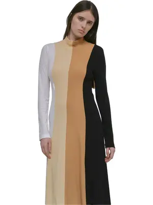 Rosetta Getty Colorblock Turtleneck Dress - Stripe