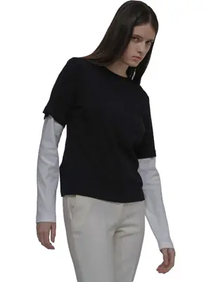 Rosetta Getty Rosetta Getty Layered T-Shirt Gray / Black / White