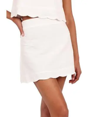 PETAL & PUP Wendie Scallop Mini Skirt - Cloud White