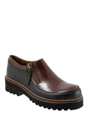 BUENO Amelia Zip-up Loafer - Bordeaux Patent