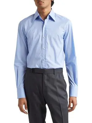 TOM FORD Classic Fit Solid Stretch Poplin Button-up Shirt - Hb539 Turquoise