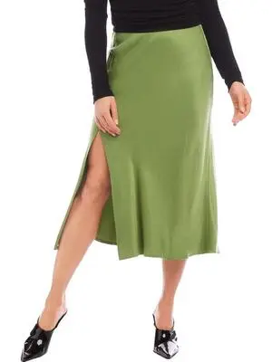 Fifteen Twenty Brielle Slit Hem Midi Skirt - Green