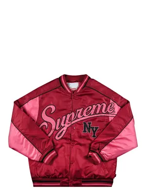 Supreme Contrast Script Varsity Jacket - Red