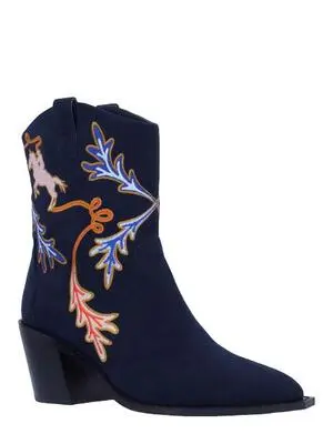 J. Reneé Skyla Pointed Toe Western Boots - Navy/red
