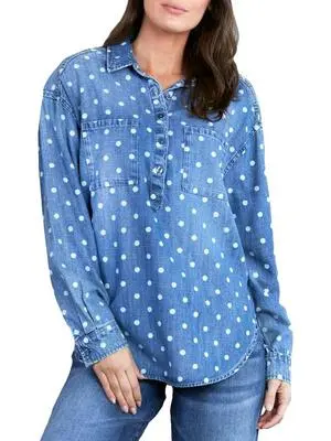 BILLY T Dot Print Denim Popover Shirt - Dots