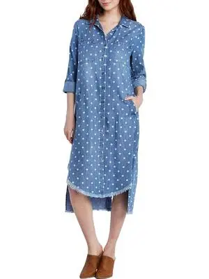 BILLY T Three-quarter Sleeve High-low Shirtdress - Dots