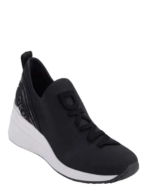 Dkny Keeva Knit Wedge Sneakers - Black
