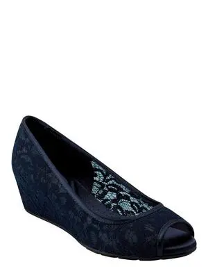 Bandolino Candras Peep Toe Wedge Pump - Dark Blue