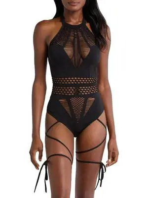 HAUTY Set Me Free Fishnet Teddy - Black