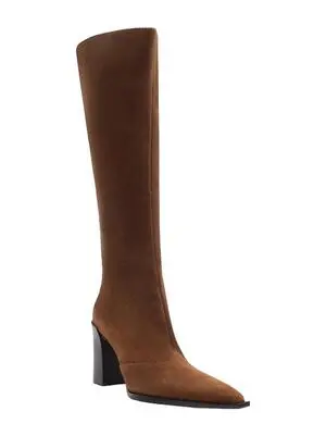 Schutz Raffaela Up Block Knee High Boots - Pecan Brown