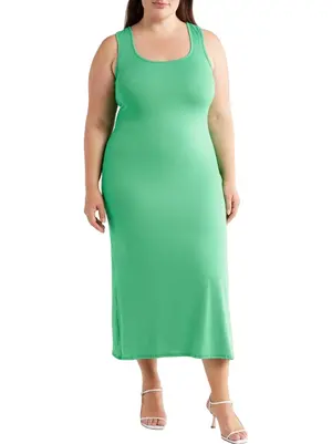 24SEVEN COMFORT APPAREL Racerback Jersey Midi Dress - Green