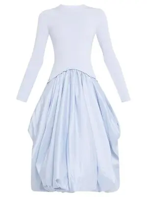 Simkhai SIMKHAI Kenlie Mixed Media Midi Dress Blue