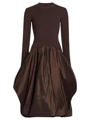 Simkhai SIMKHAI Kenlie Mixed Media Midi Dress Chocolate