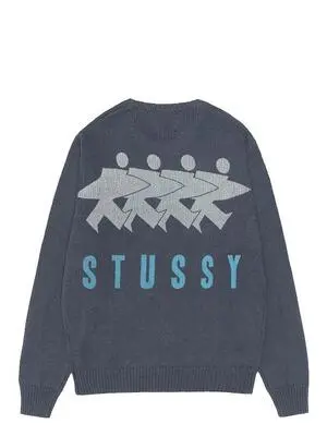 StÜssy Surfman Icon Cotton Linen Crew - Dusty Blue