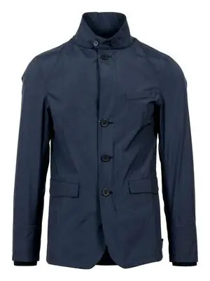 Herno High Collar Button Closure Jacket - Blue