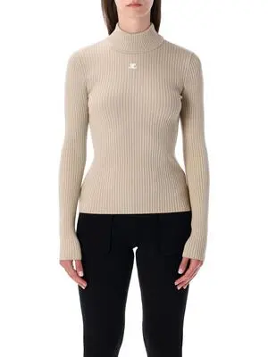 COURREGES Courrèges Ribbed Knit Sweater - Cappuccino