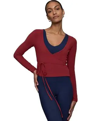 Carbon38 Long Sleeve Tie Top - Red Dahlia