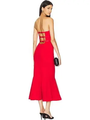 Likely Mille Strapless Crepe Dress With Ruffled Hem - Scarlet