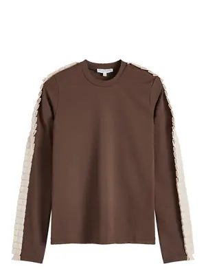 JW Anderson Pleated Trim Long Sleeve Top - Brown