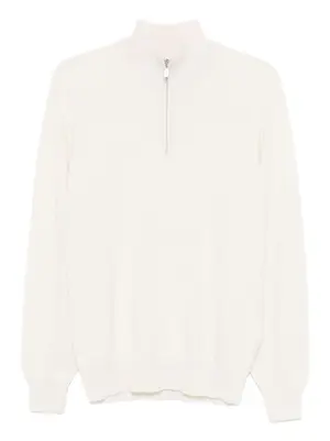 Brunello Cucinelli Cashmere Zip Sweater - White