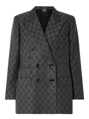 Gucci Double-breasted Wool-jacquard Blazer - Gray