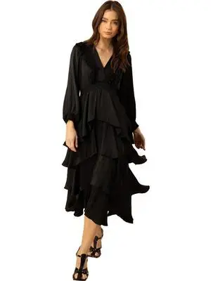Hale Bob Hale Bob Astrid Tiered Dress Black