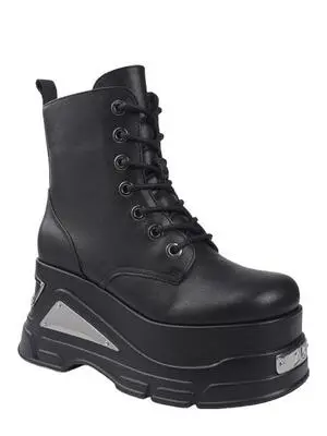 ZIGI Cataleya Platform Combat Boots - Black Leather