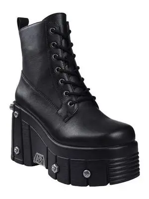 ZIGI Nefeli Wedge Combat Boots - Black Leather