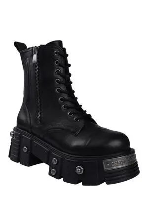ZIGI Shanti Platform Combat Boots - Black Leather