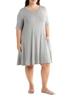 24SEVEN COMFORT APPAREL Pocket Dress - Heather