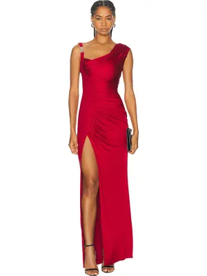 Versace Draped Gown - Lipstick Red