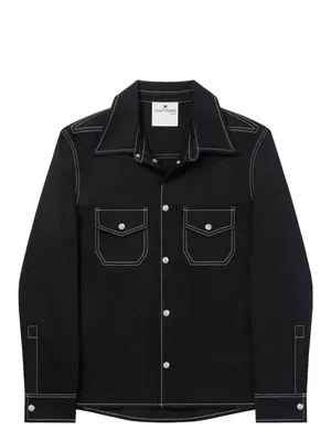 COURREGES Double Pocket Topstitched Denim Shirt - Black