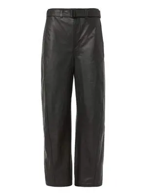 LEMAIRE Twisted Belted Wide-leg Leather Trousers - Black