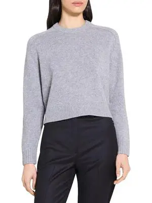 Theory Cashmere Crewneck Cropped Sweater - Husky