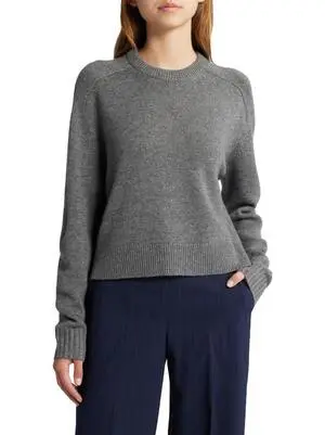 Theory Theory Cashmere Crewneck Cropped Sweater Light Charcoal