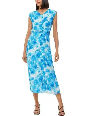 Whistles Sprayed Flowers Daina Dress - Blue Multi