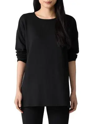 Eileen Fisher Crewneck Long Sleeve Top - Black