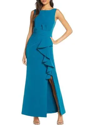 Eliza J Eliza J Ruffle Detail Gown Teal