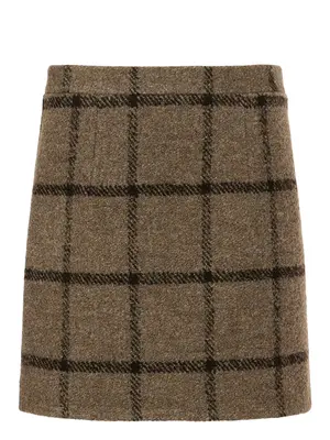 Patou Checked Wool-blend Tweed Miniskirt - Grey