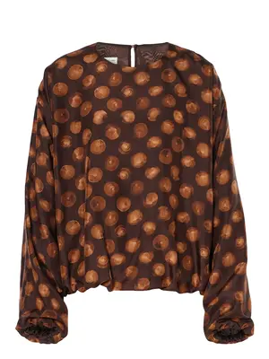 Dries Van Noten Printed Satin Blouse - Brown