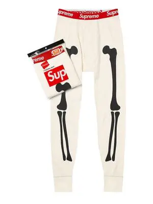 Supreme X Hanes Bones Thermal Pants 'natural - Cream