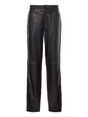 TOTEME Mid-rise Straight Leather Pants - Black