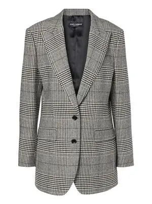 Dolce & Gabbana Prince Of Wales Check Wool-blend Blazer - Grey